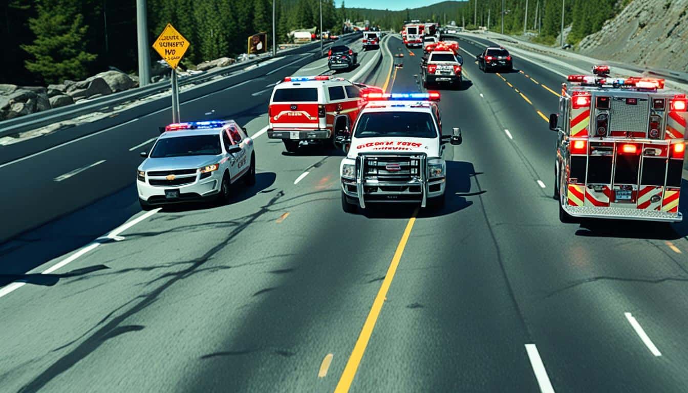 when you encounter an emergency vehicle with flashing lights and a ...